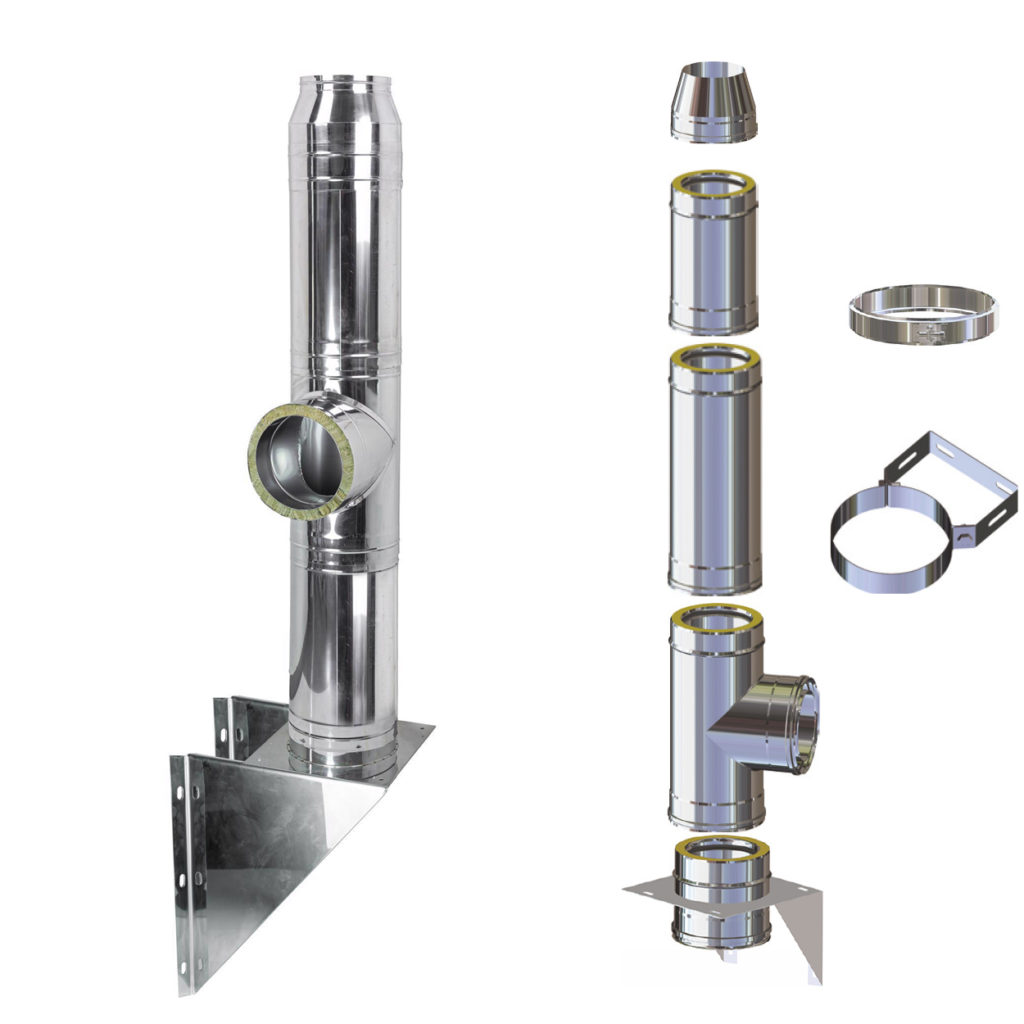 Cos de fum KaminHorn D 250, inox, perete dublu, 25 mm izolatie din vata ...