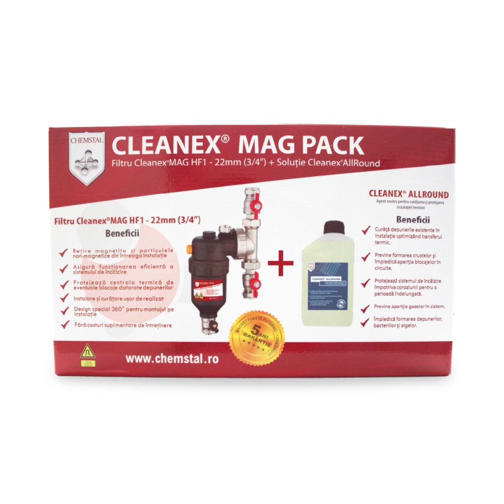 Filtru antimagnetita Cleanex Mag HF1, cu robineti ¾ si lichid inhibitor ...