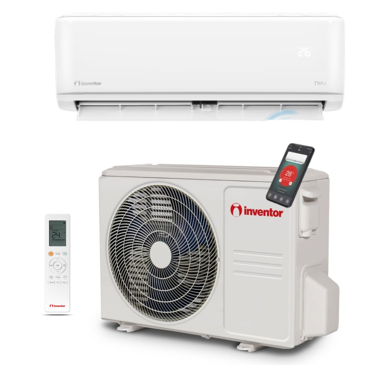 Aparat de aer conditionat Inventor NEO 12000 BTU Wi-Fi, Clasa A++, Tehnologie UV, Ionizator ...